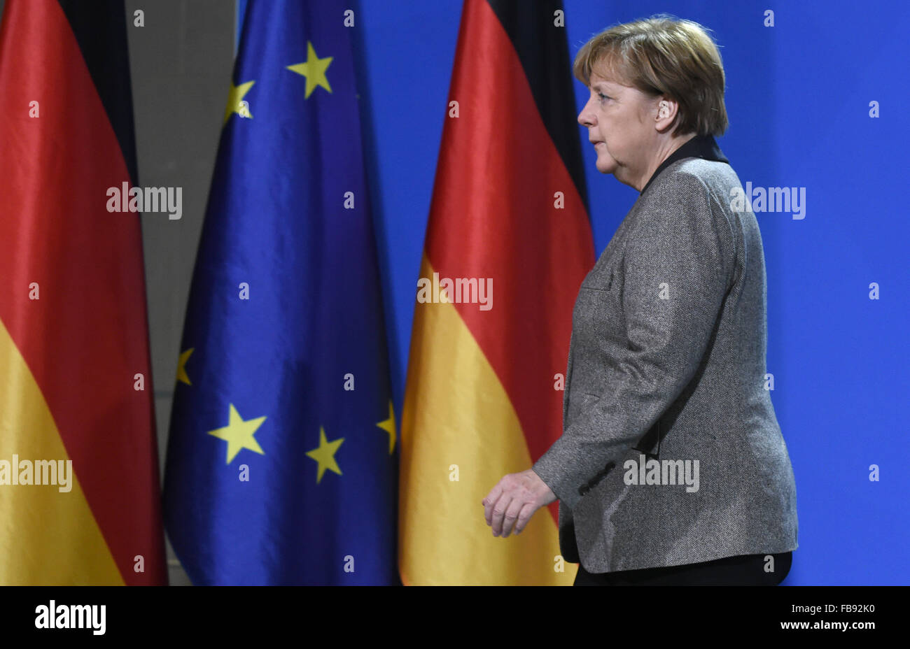 Berlin, Germany. 12th January, 2016. German Chancellor Angela Merkel ...