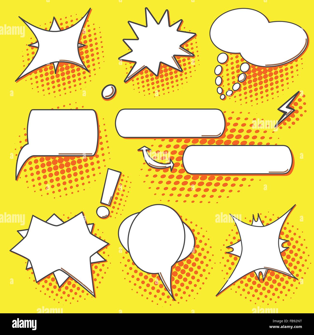 Pop art speech bubbles set on yellow background Stock Vector Image ...