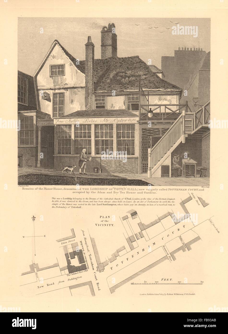 TOTENHALL MANOR HOUSE.Tottenham Court/Euston Road.Adam & Eve Tea House ...