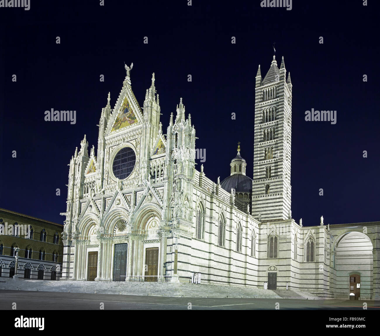 Siena Cathedral landmark as known as Duomo, night photography. Tuscany ...
