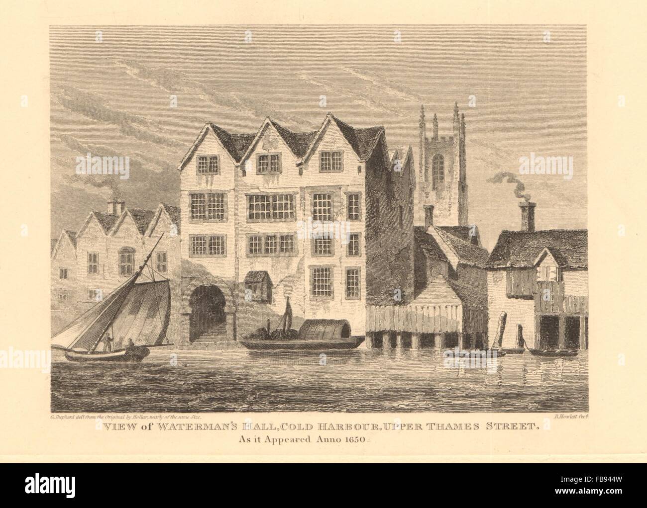 WATERMAN'S HALL, Coldharbour, Upper Thames Street in 1650. City of ...