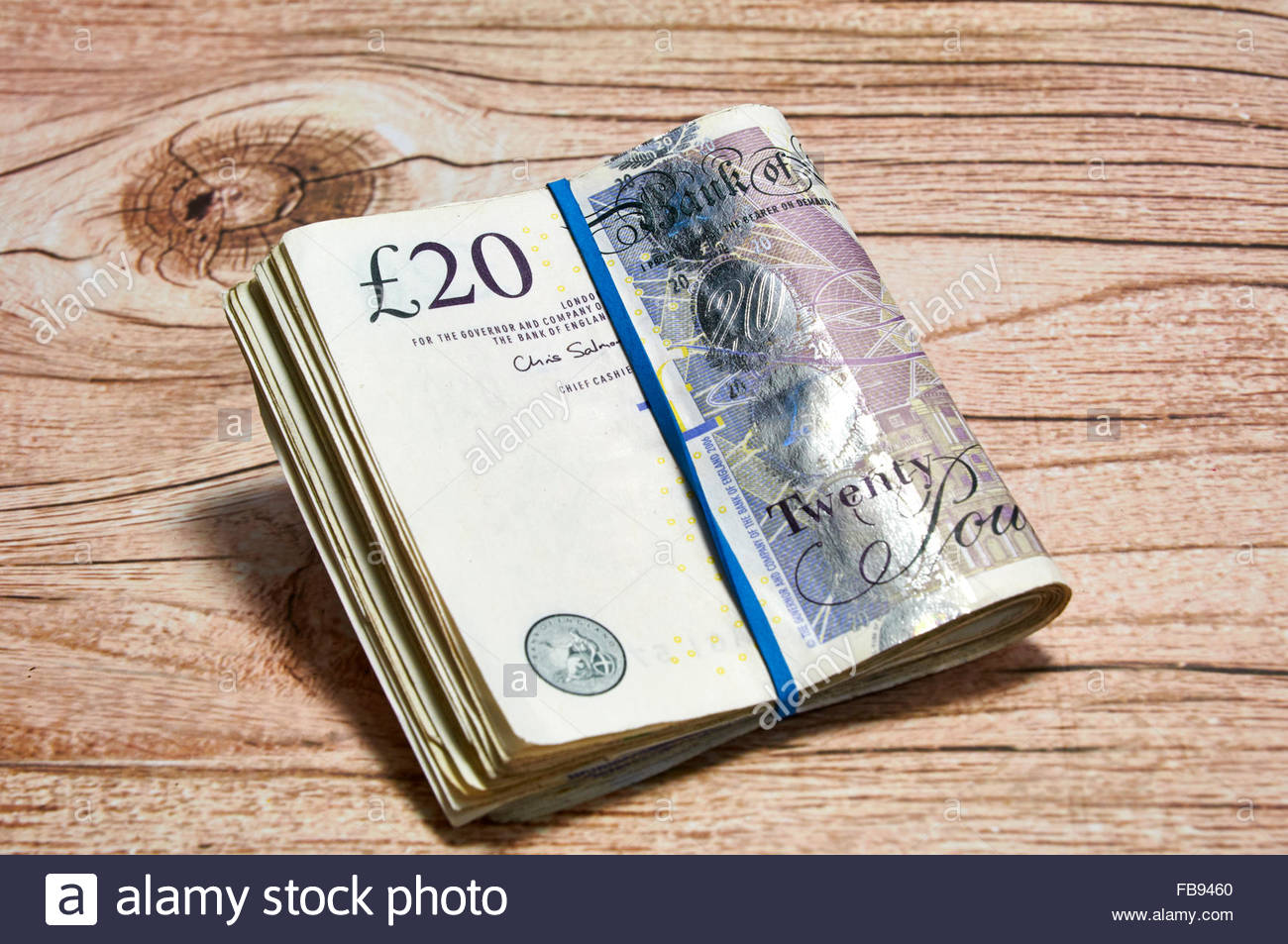 Twenty Pound Notes And Bundle Stock Photos & Twenty Pound Notes And ...