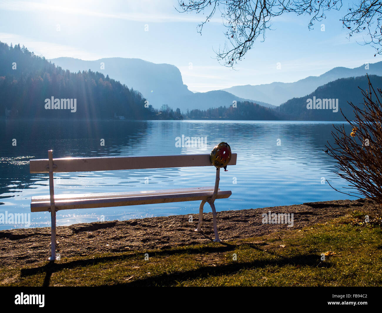 Bench lake mountain hi-res stock photography and images - Alamy