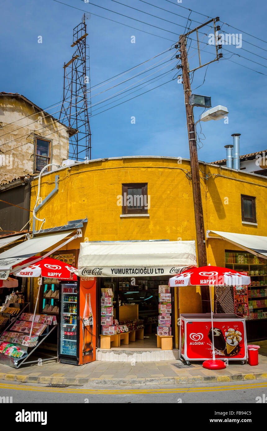 Shop on a corner in the city of Nicosia in Cyprus Stock Photo - Alamy