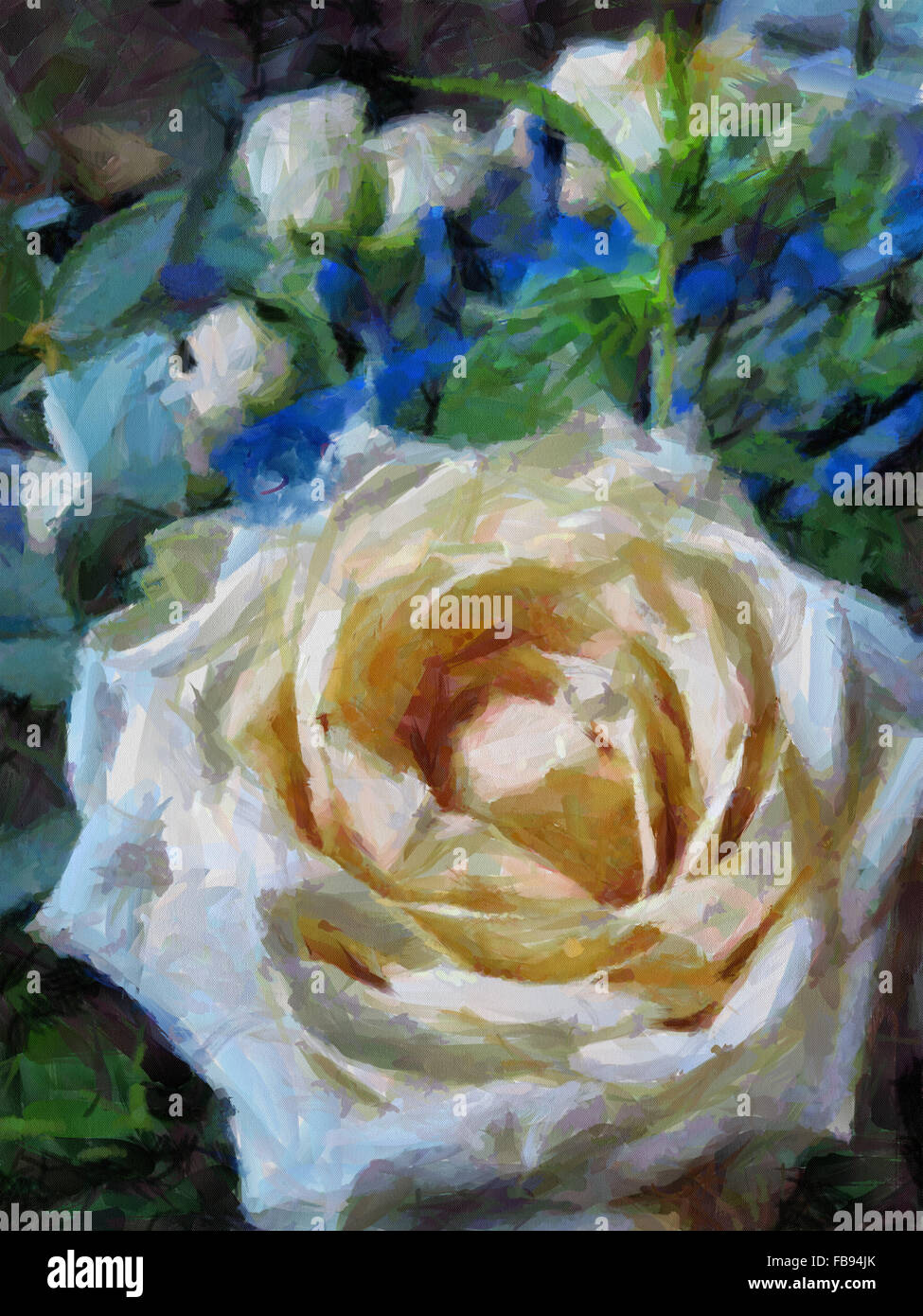 Digital painting Champagne Roses Stock Photo - Alamy