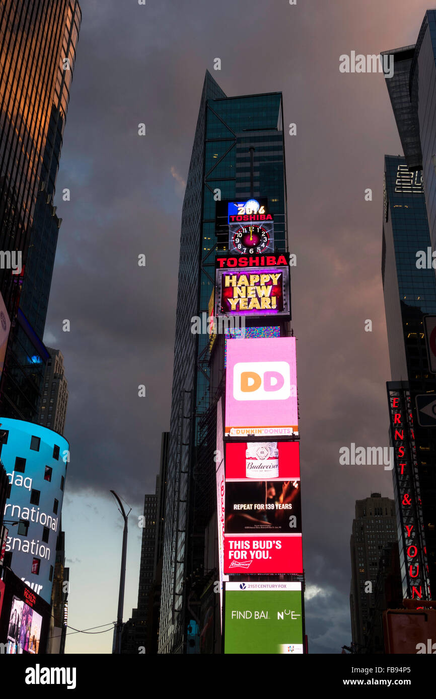 Electronic Billboards Light Up Times Square at Night, NYC Stock Photo ...
