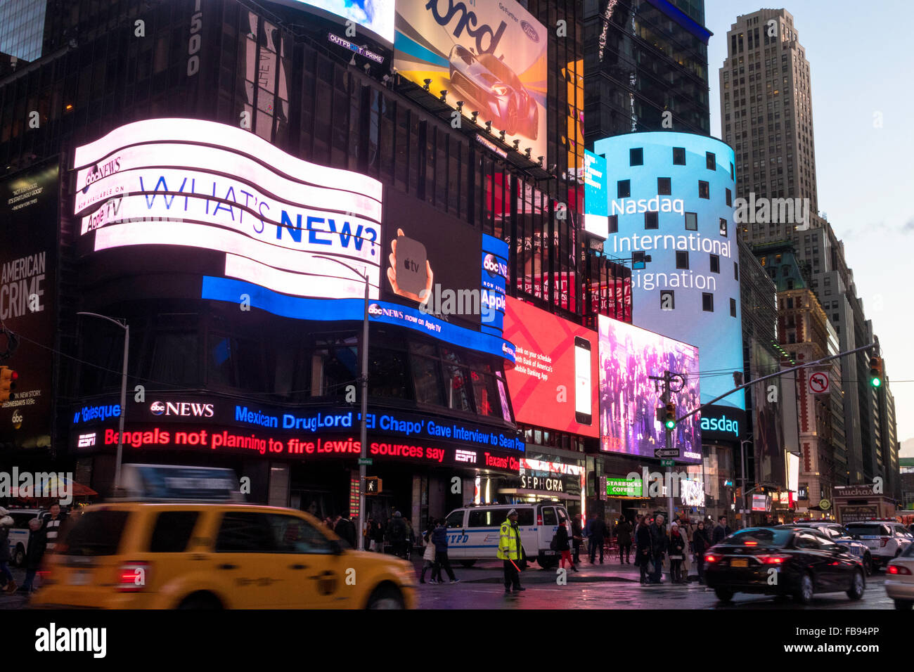 NASDAQ and Channel 7 ABC Studios Electronic Billboards Light Up Times ...