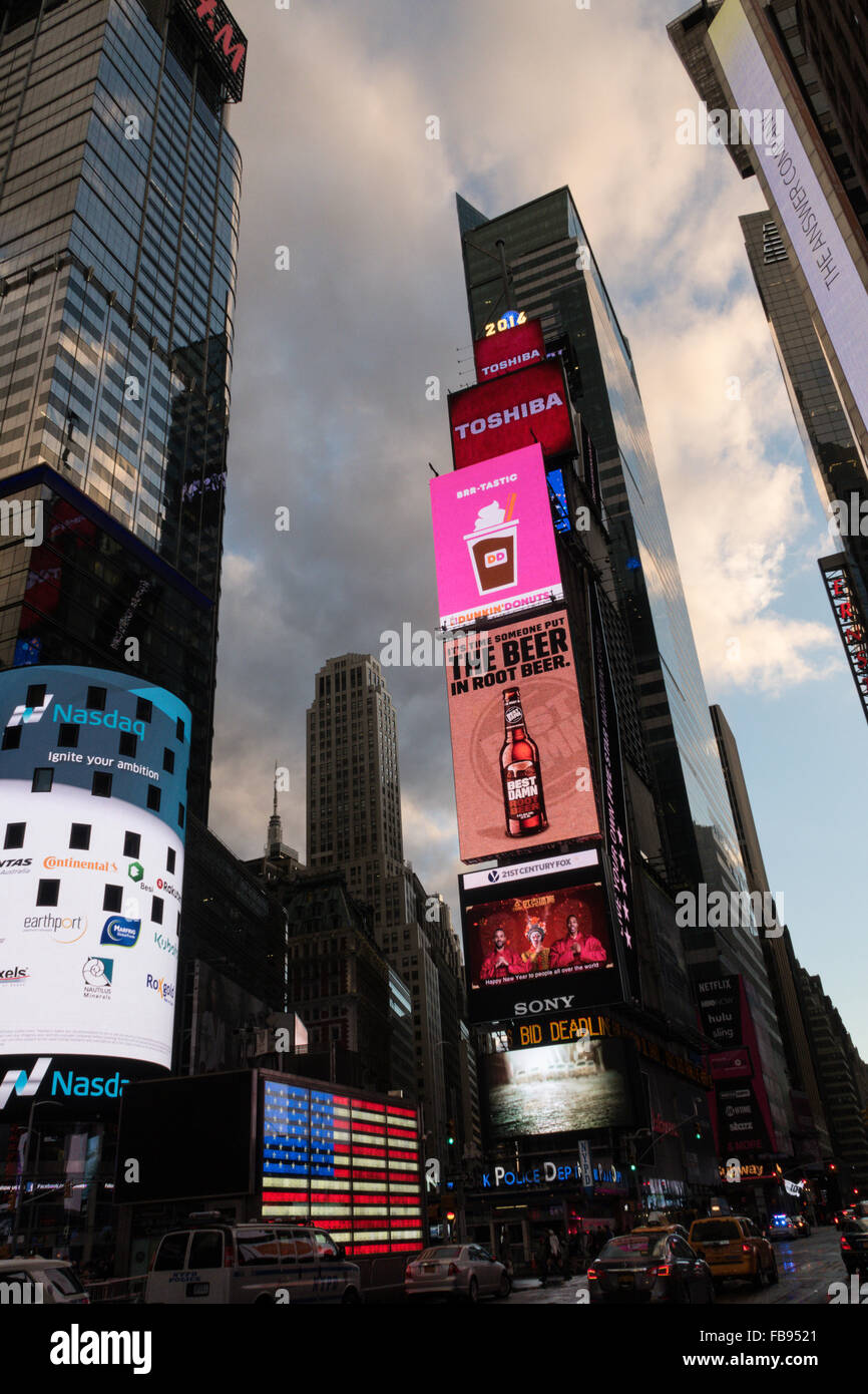 Electronic Billboards Light Up Times Square at Night, NYC Stock Photo ...