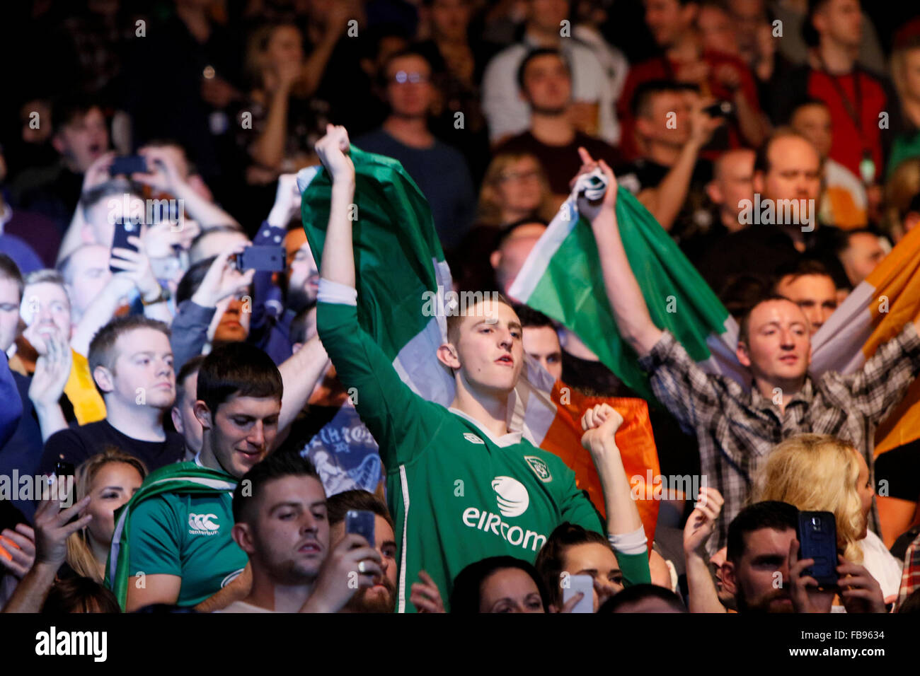 Irish fans celebrate at UFC Fight Night:76 Holohan vs Smolka-Dublin at ...