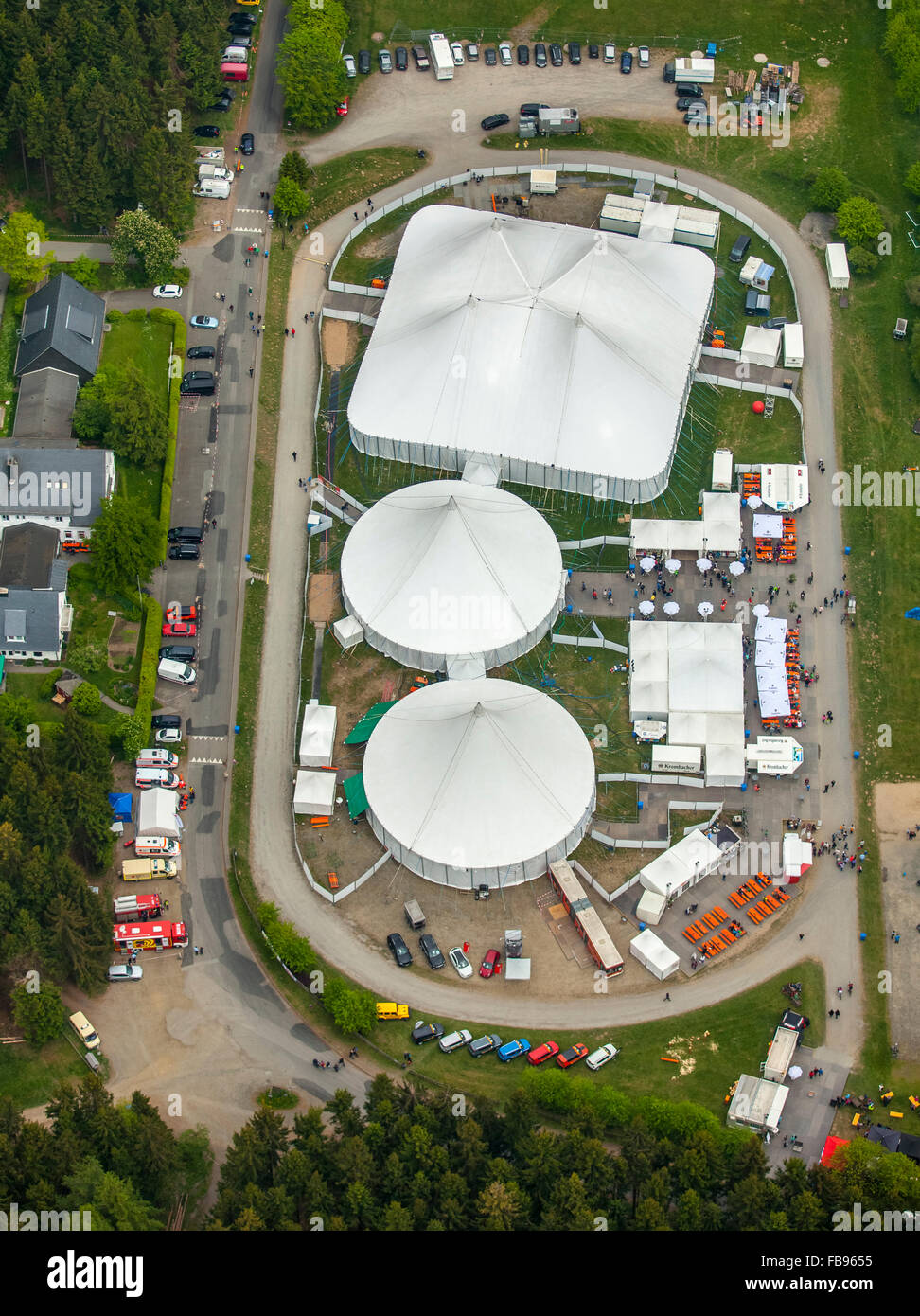 Aerial view, festival Pure culture on the Giller in Hilchenbach ...