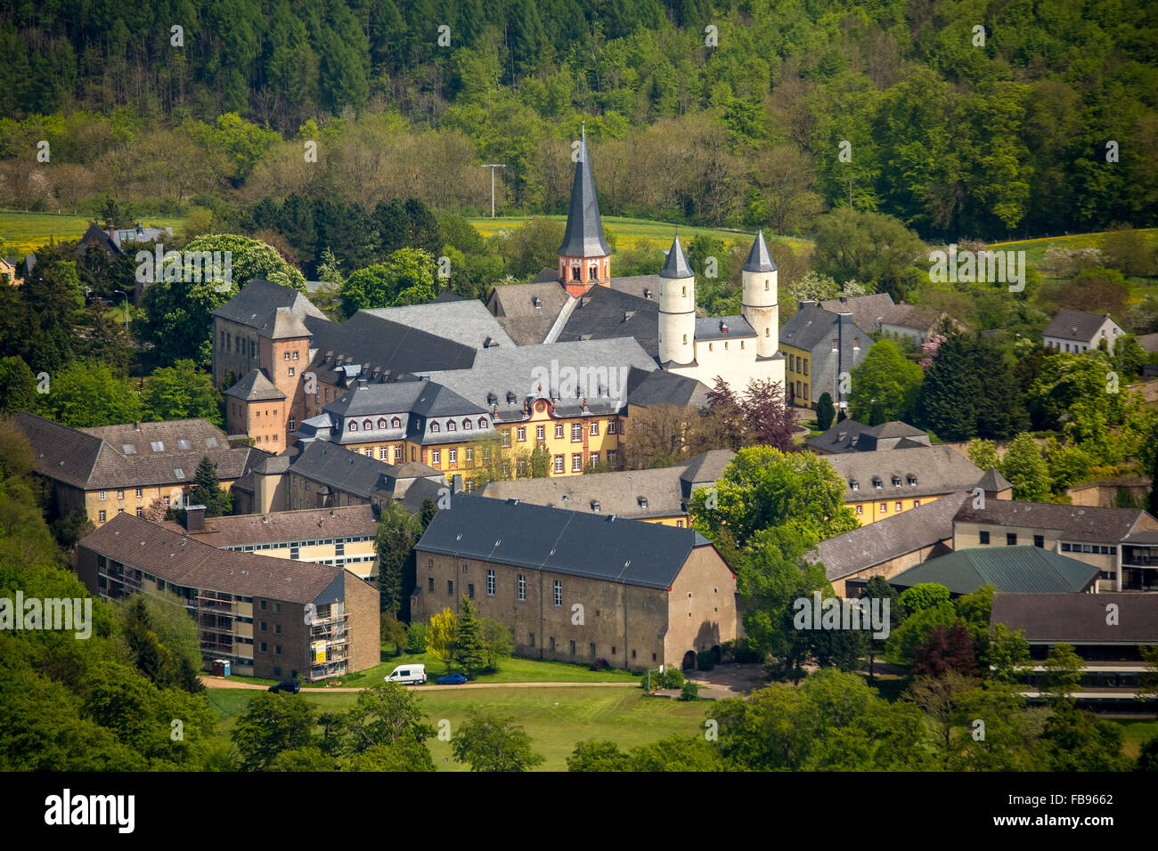Aerial view, Steinfeld monastery, convent in Kall, Benedictine abbey ...