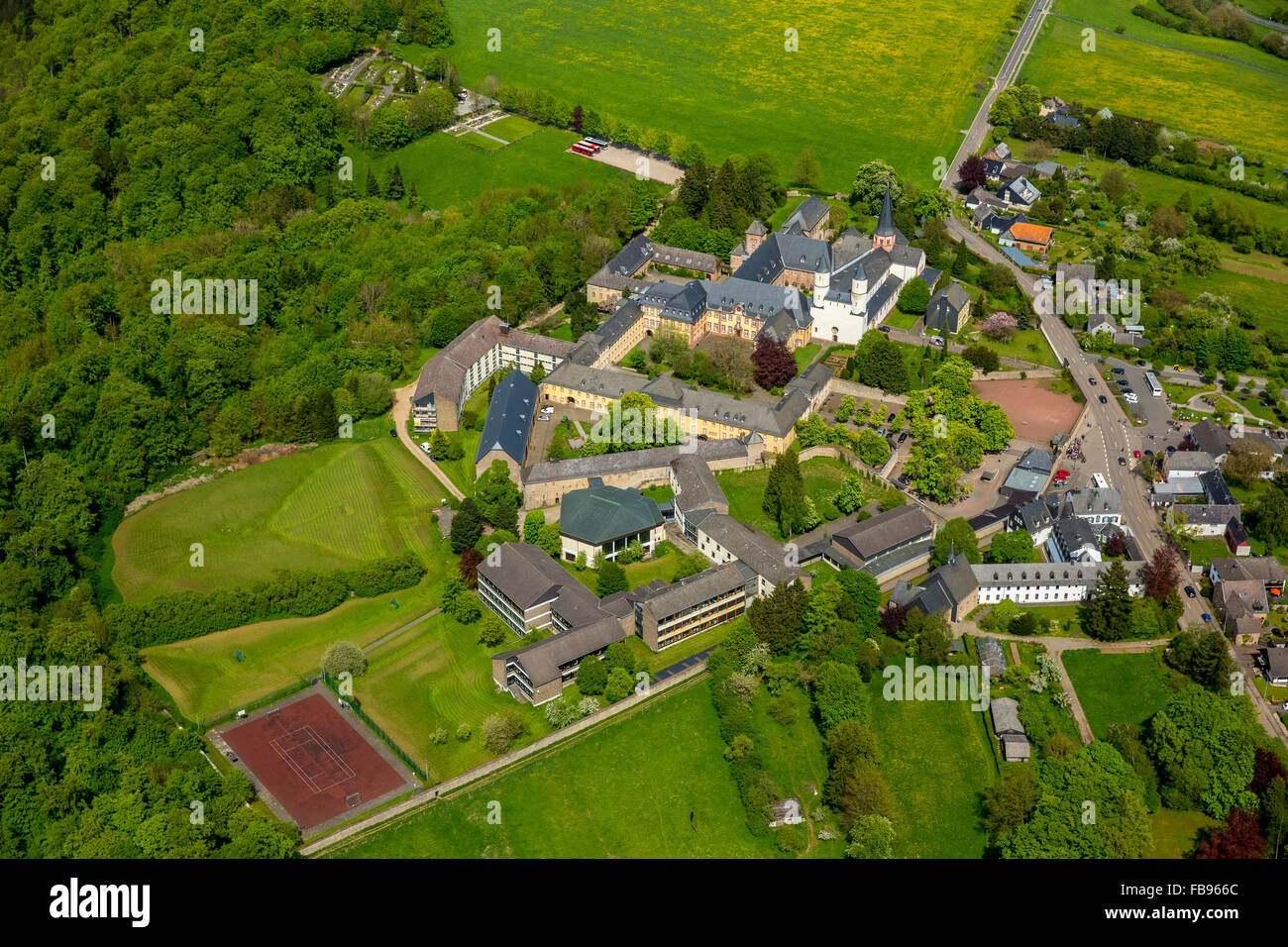 Aerial view, Steinfeld monastery, convent in Kall, Benedictine abbey ...