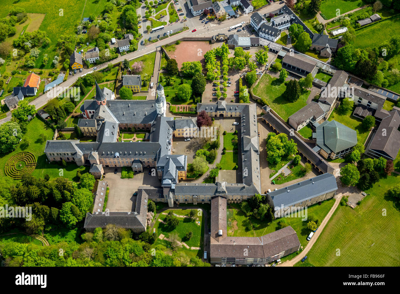 Aerial view, Steinfeld monastery, convent in Kall, Benedictine abbey ...