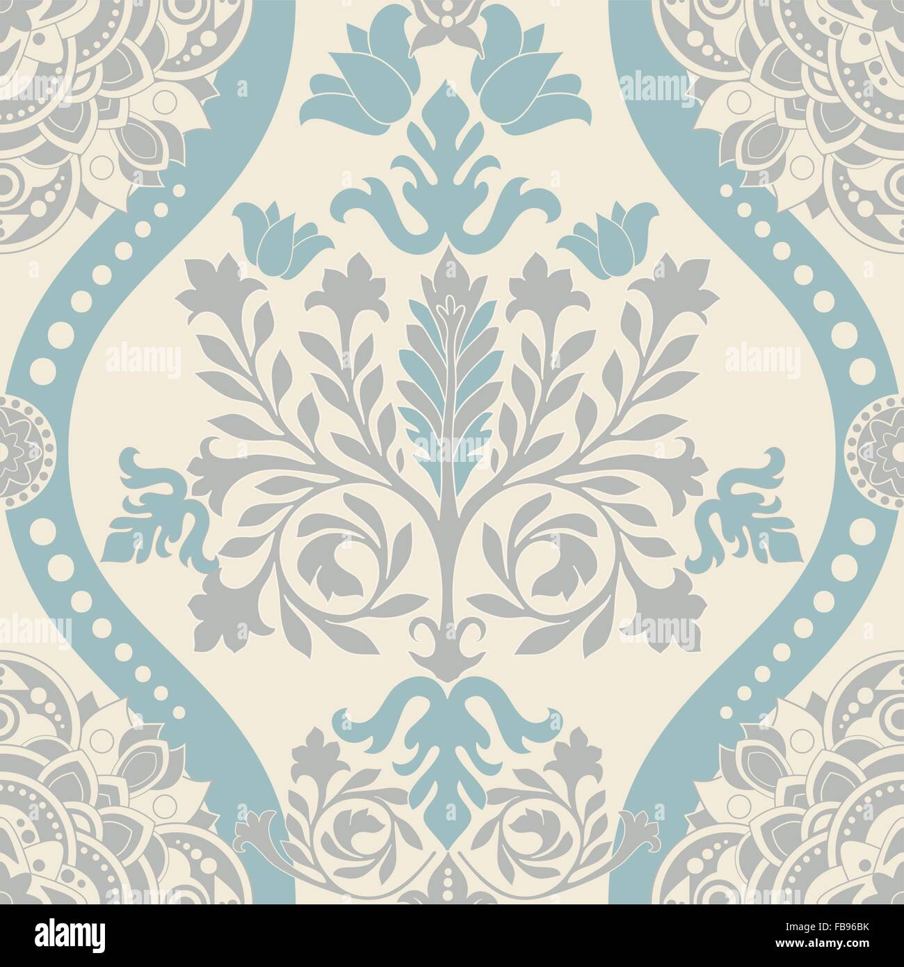 Blue and white seamless damask pattern Stock Vector Image & Art - Alamy