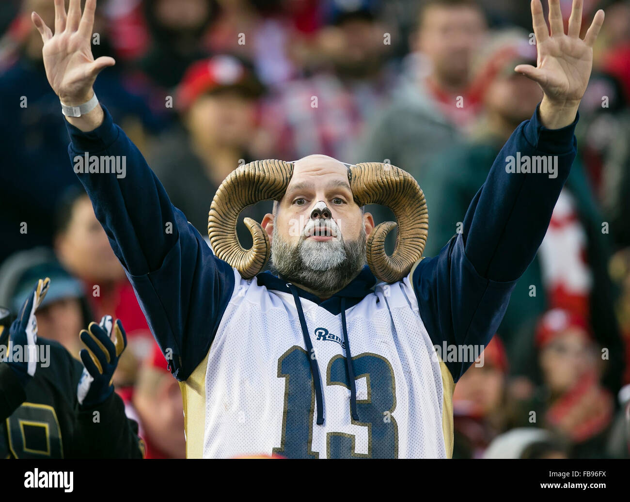 December 3, 2016: A St. Louis Rams fan wears a costume during the NFL ...