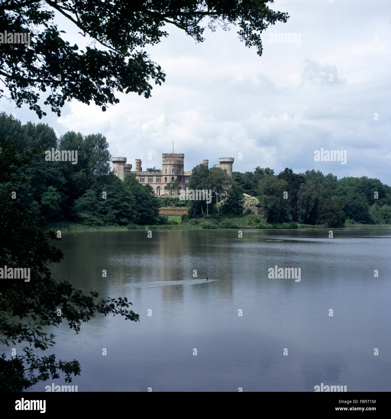 View of Eastnor Castle from across the lake Stock Photo - Alamy