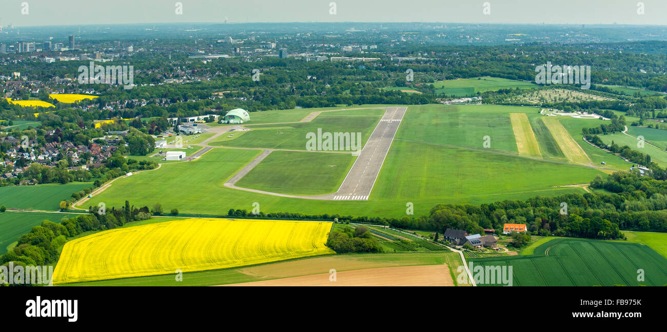 Aerial view, Airport Essen-Muelheim, EDLE Commercial airfield aerodrome ...