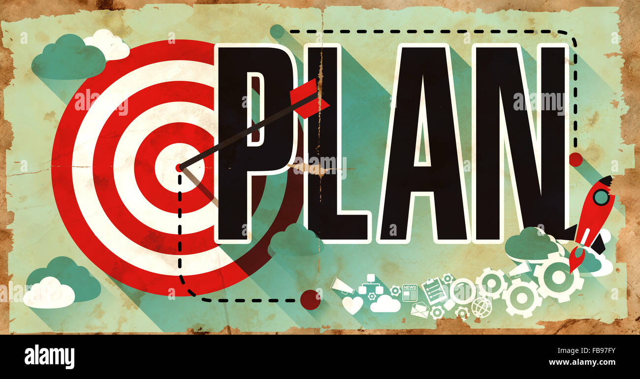 Plan - Drawn on Old Poster. Business Concept in Flat Design Stock Photo ...