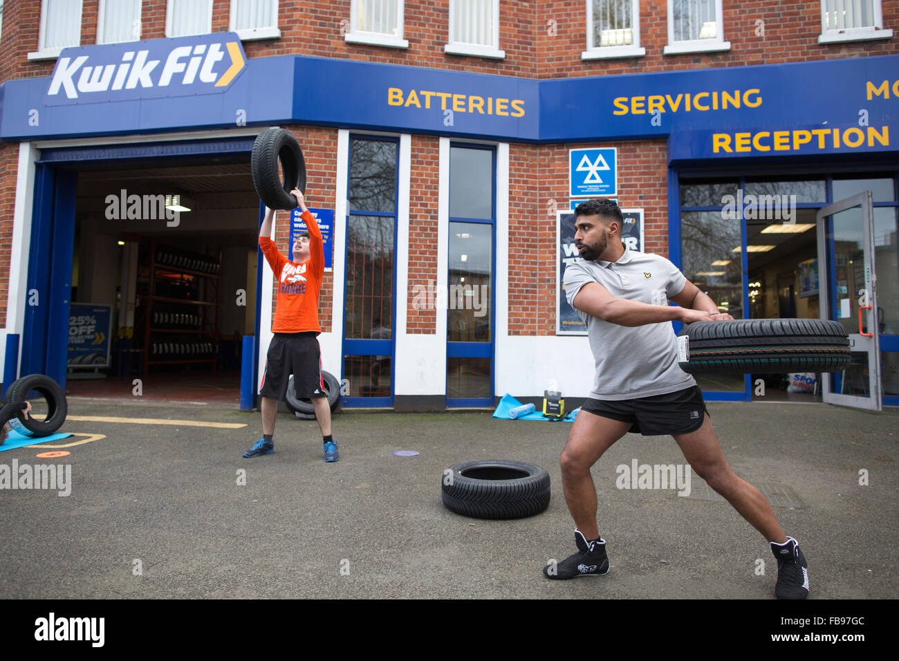 Automotive servicing company 'Kwik Fit' employees take part in a new ...