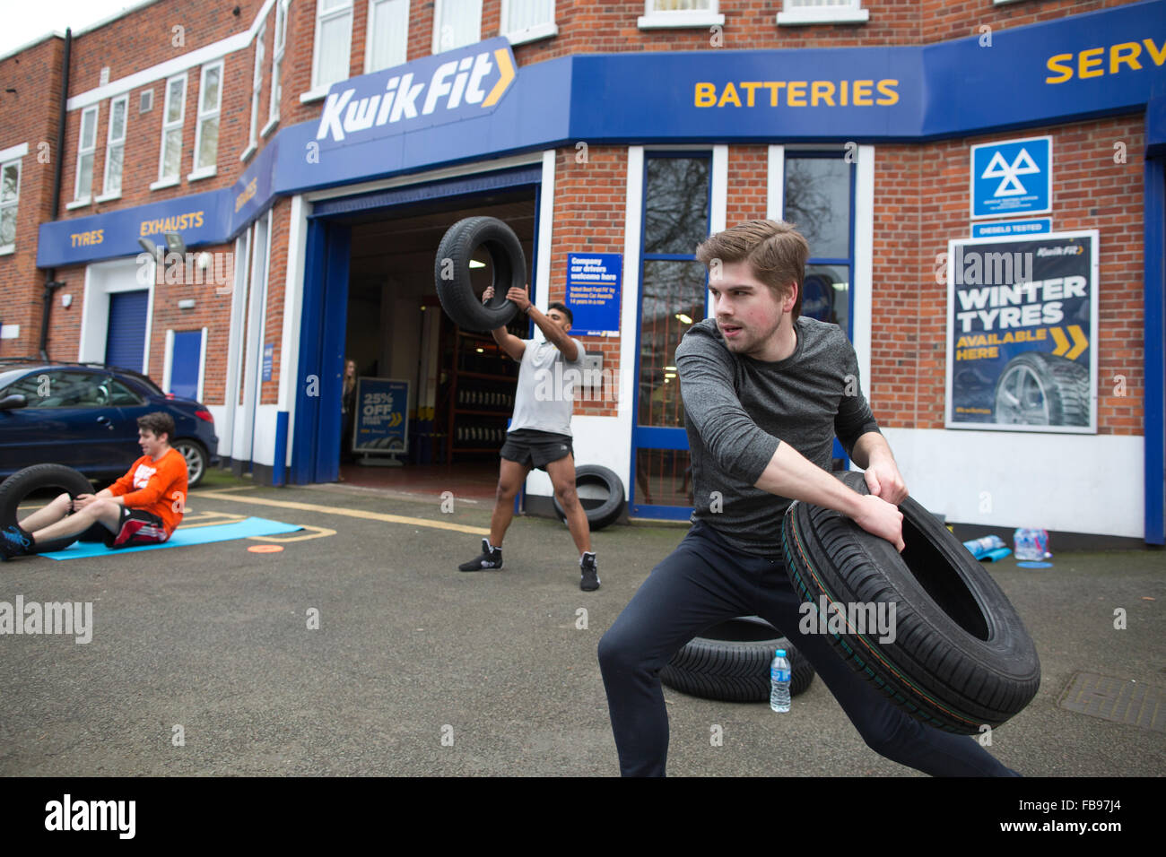 Automotive servicing company 'Kwik Fit' employees take part in a new ...
