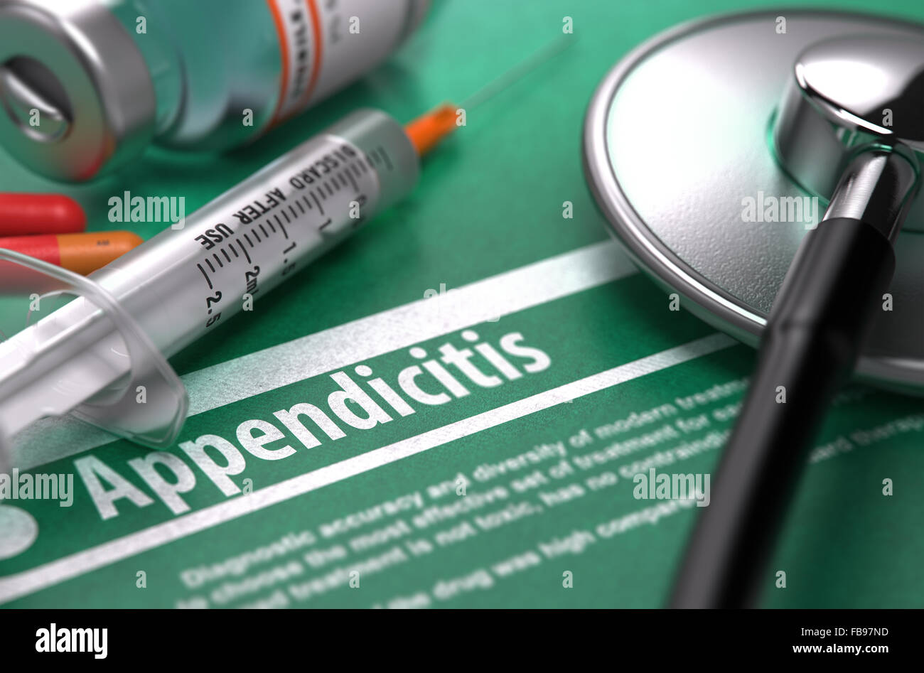Diagnosis - Appendicitis. Medical Concept on Green Background with ...