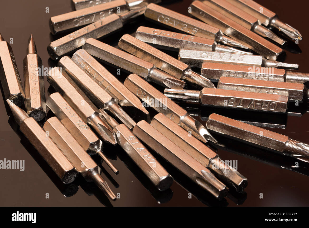 bits for screwdriver on black background Stock Photo - Alamy