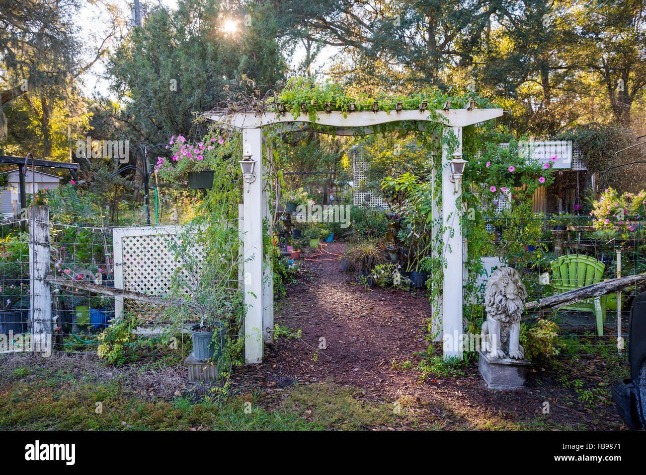 Entrance to a small town garden center Stock Photo - Alamy