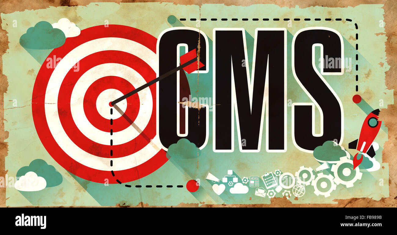 CMS - Content Management System - Concept on Old Poster in Flat Design ... CMS - Content Management System - Concept on Old Poster in Flat Design ...
