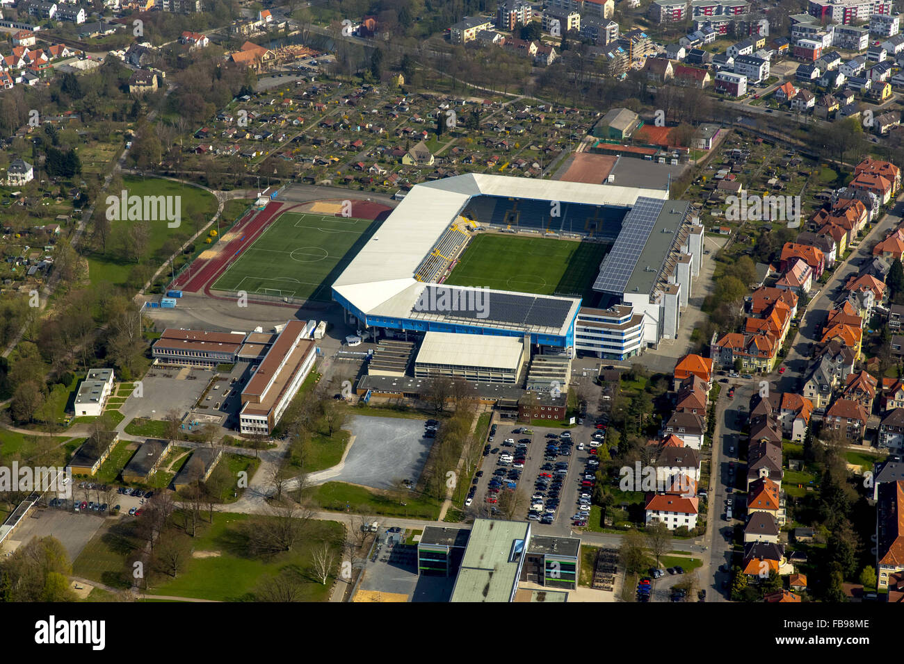 Aerial view, the stadium of third-national league club Arminia ...