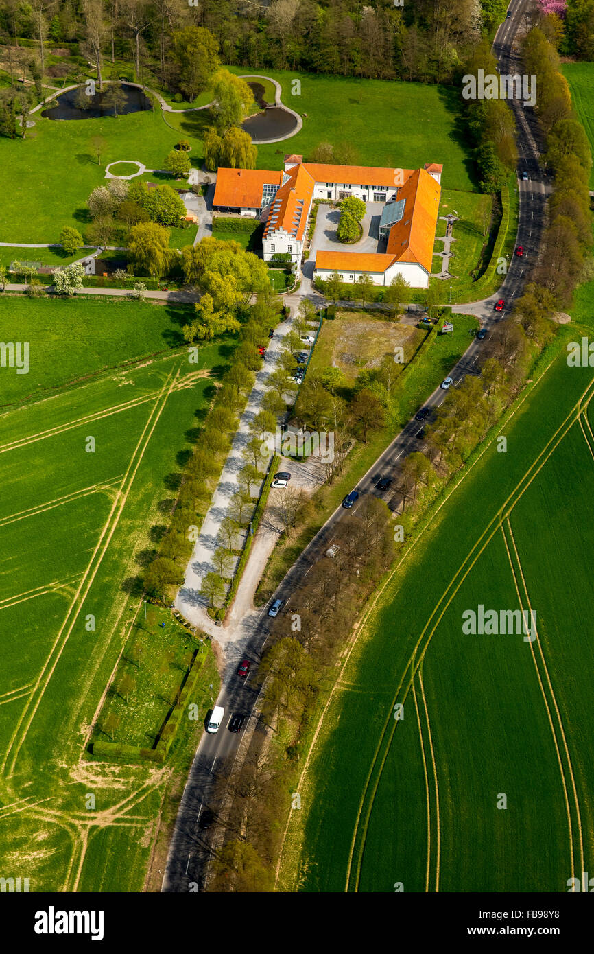 Aerial view, house Morp, former moated castle, Erkrath, Niederrhein ...
