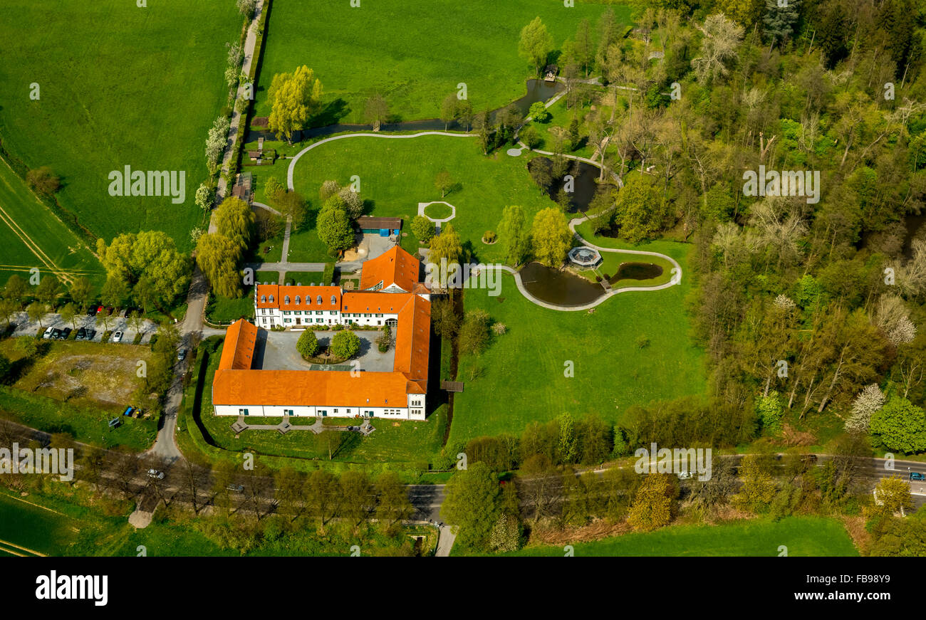 Aerial view, house Morp, former moated castle, Erkrath, Niederrhein ...