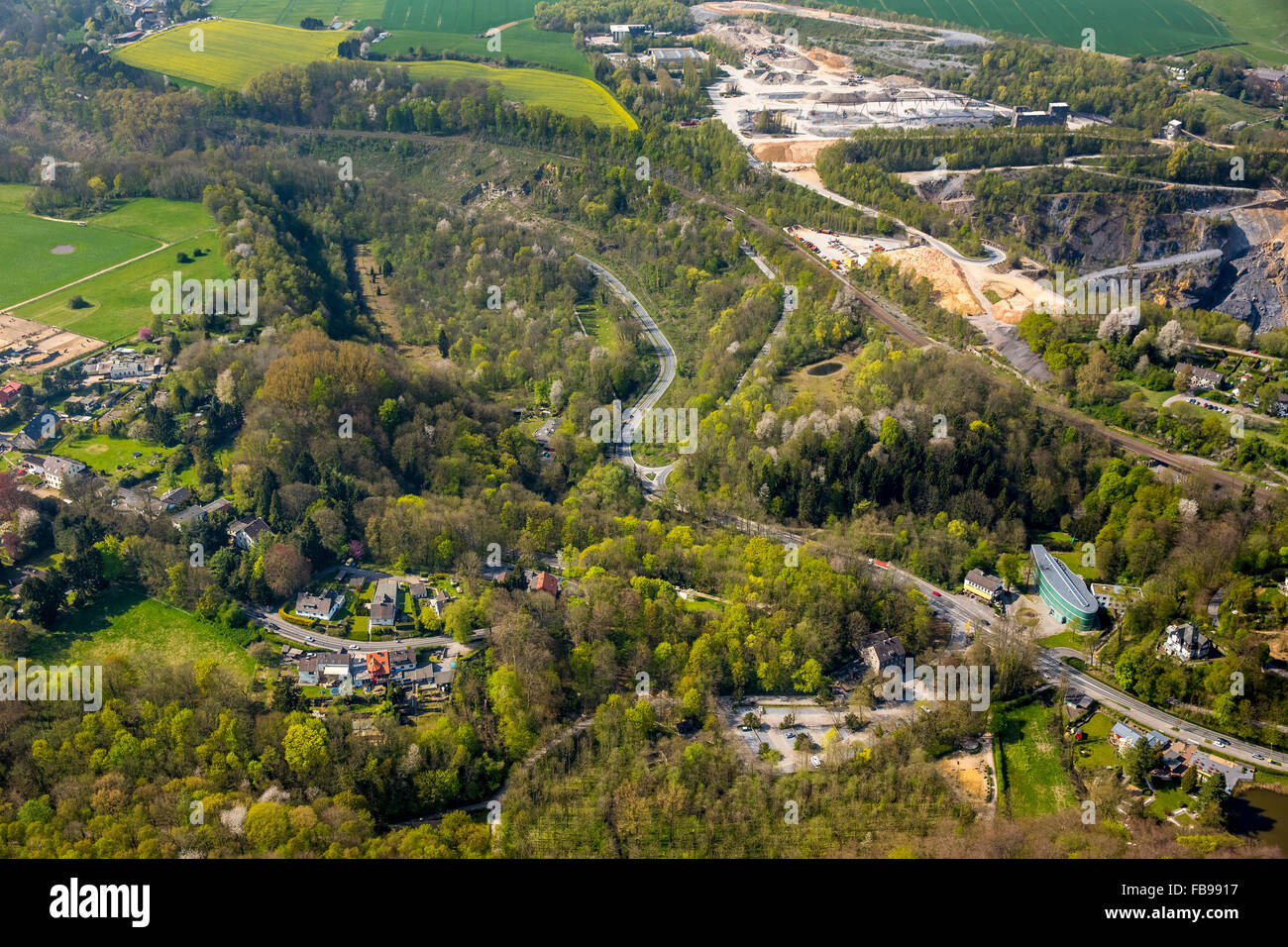 Aerial view, Neandertal Valley with Neanderthal Museum on the home page ...