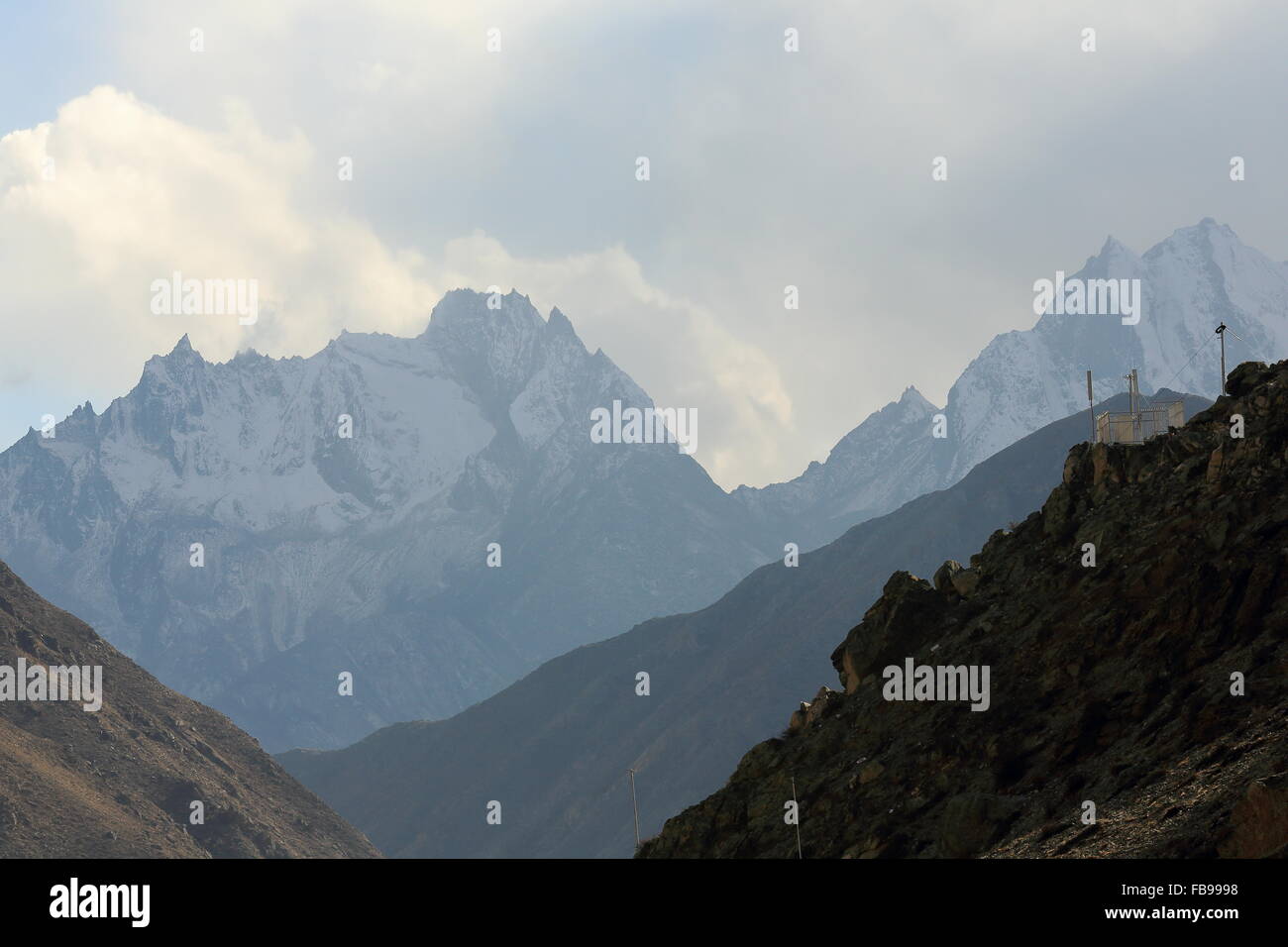 Jagged peaks-Jugal Himal section of Himalayas over Matsang Tsangpo-Sun ...