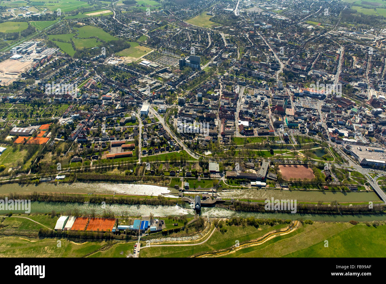 Aerial view, looking at the Hammer downtown from north to south, Hamm ...