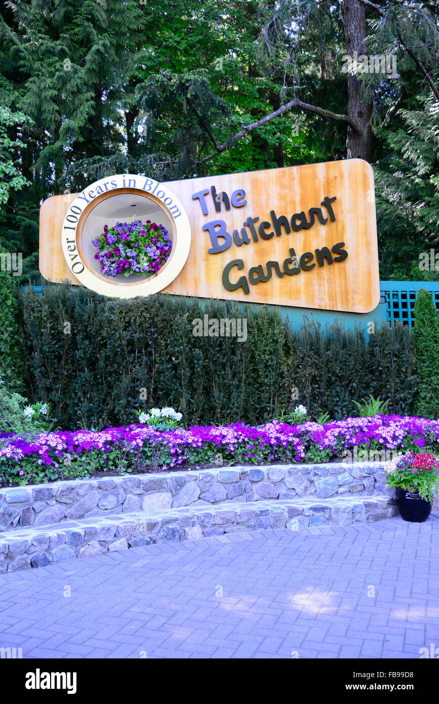 Butchart gardens entrance sign hi-res stock photography and images - Alamy