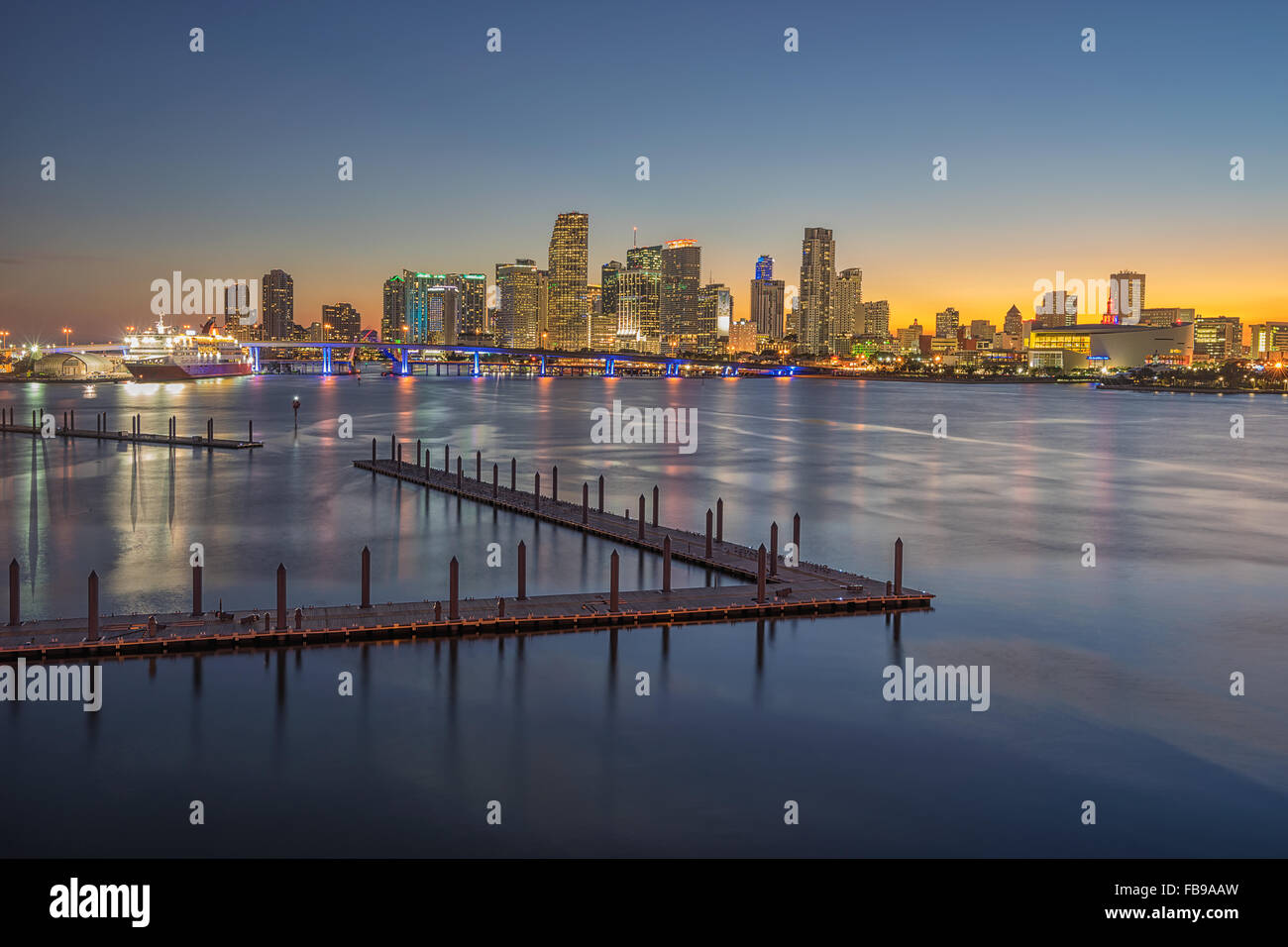Downtown Miami Sunset - Florida Stock Photo - Alamy