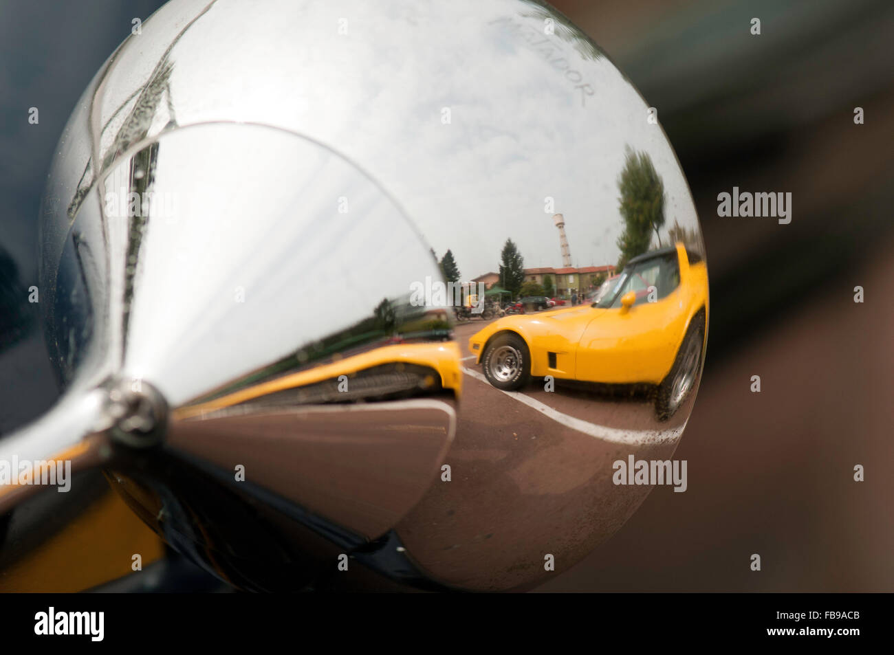 A close up of a vintage car rear mirror Stock Photo - Alamy