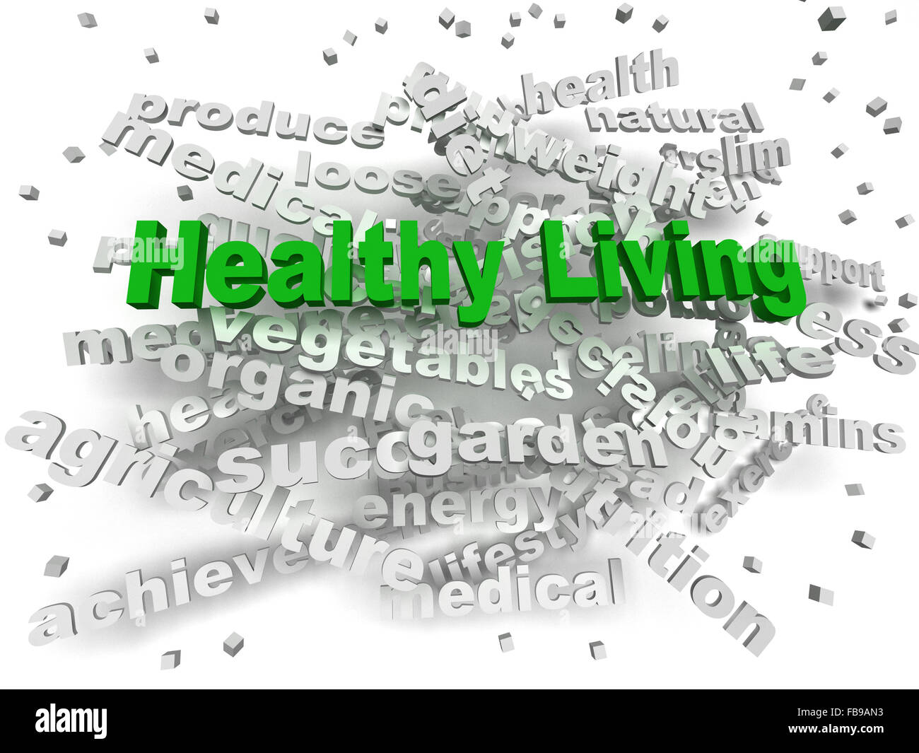 3d image Healthy Living word cloud concept Stock Photo - Alamy