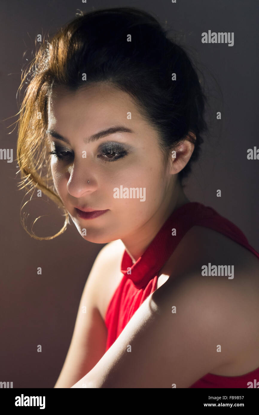 Beautiful woman in red Stock Photo - Alamy