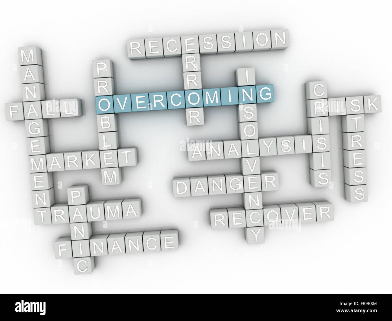3d image Overcoming word cloud concept Stock Photo - Alamy