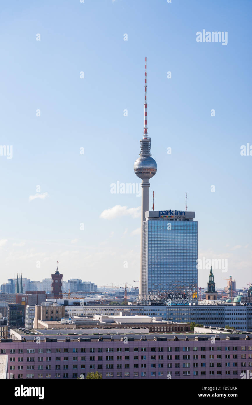 View over Berlin Alexanderplatz with Fernsehturm (TV Tower) and ...