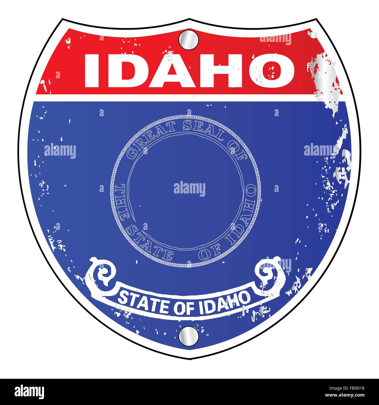 Idaho flag icons as an interstate sign over a white background Stock ...