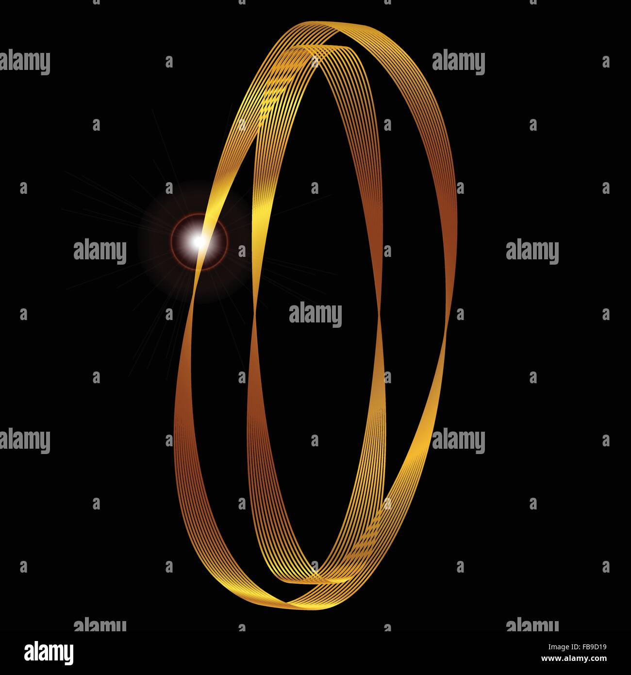 The number zero depicted in fine gold thread over a black background ...