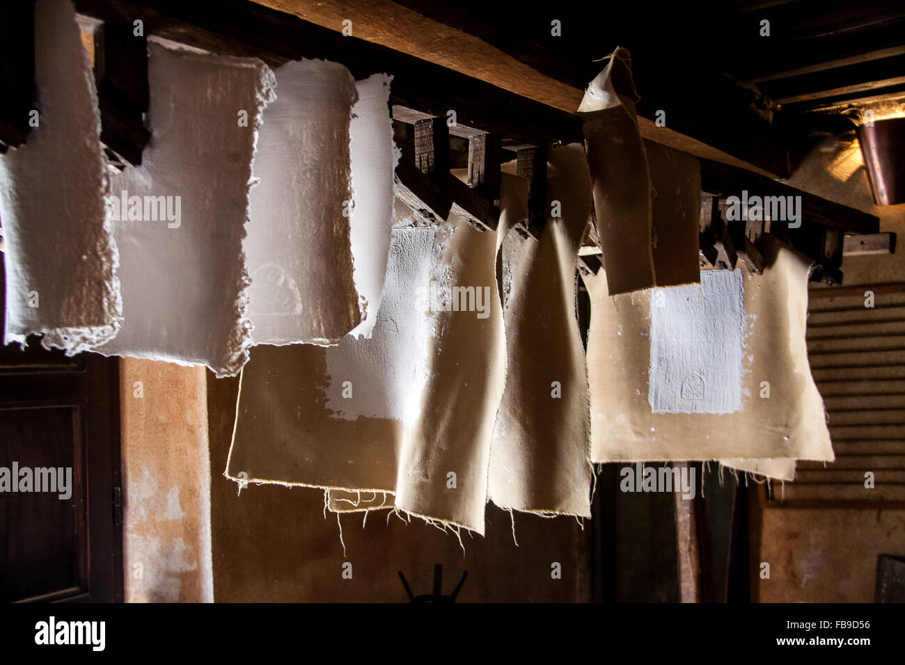 Ancient paper mill. Old traditional process of paper production Stock ...