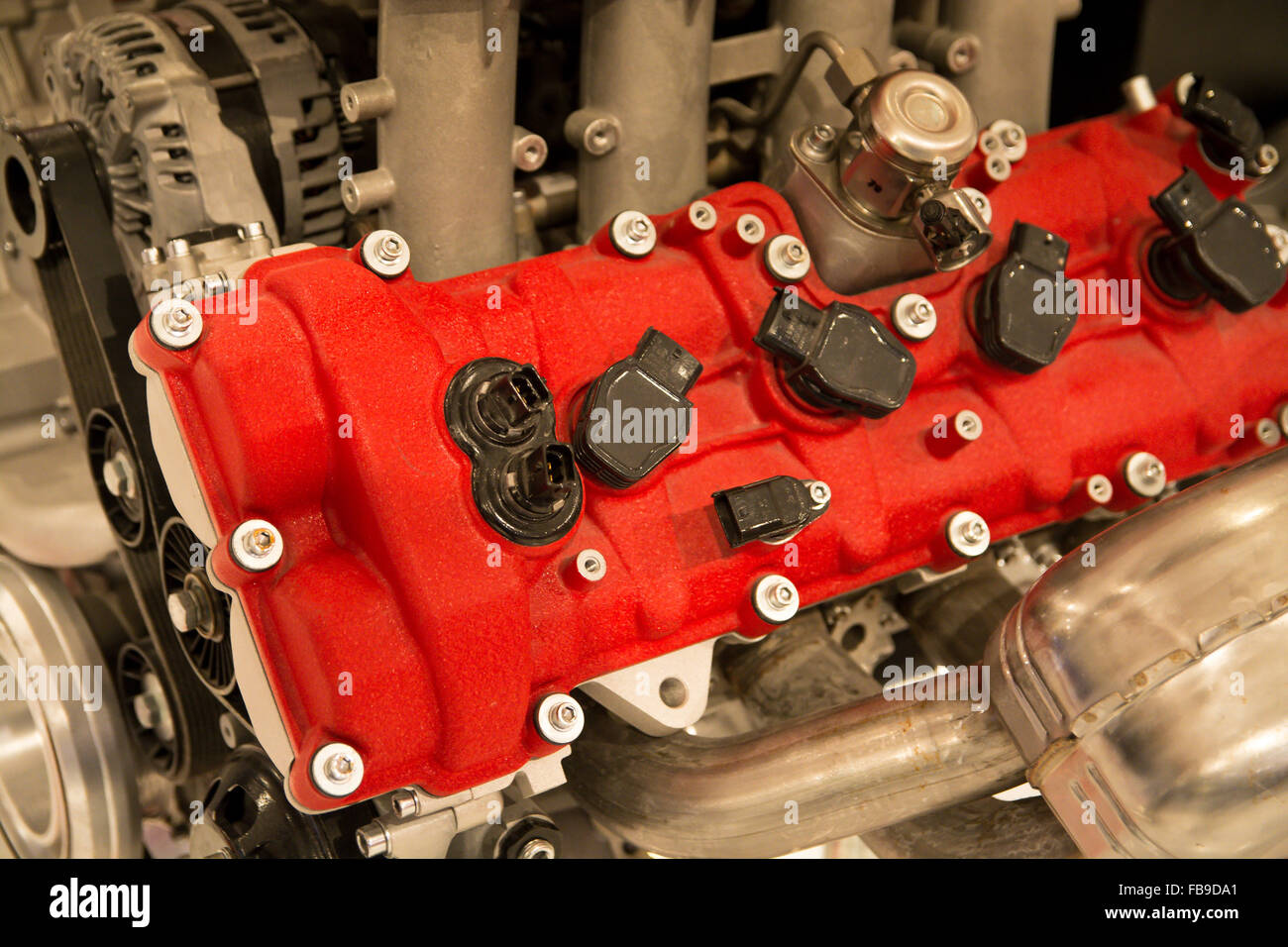 Close-Up Of Sports Car Engine Stock Photo - Alamy