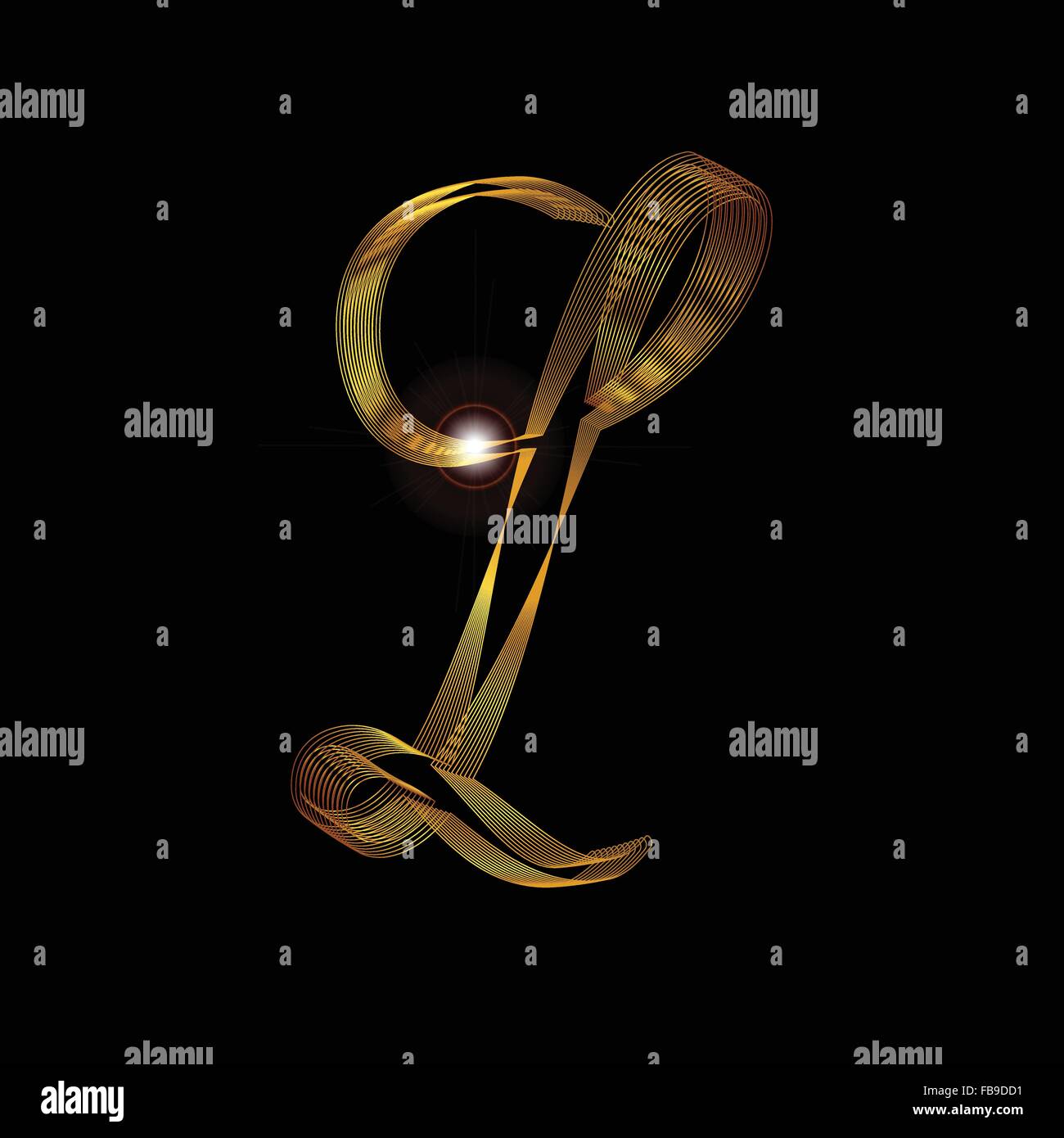 The letter L in a gold thread script Stock Vector Image & Art - Alamy