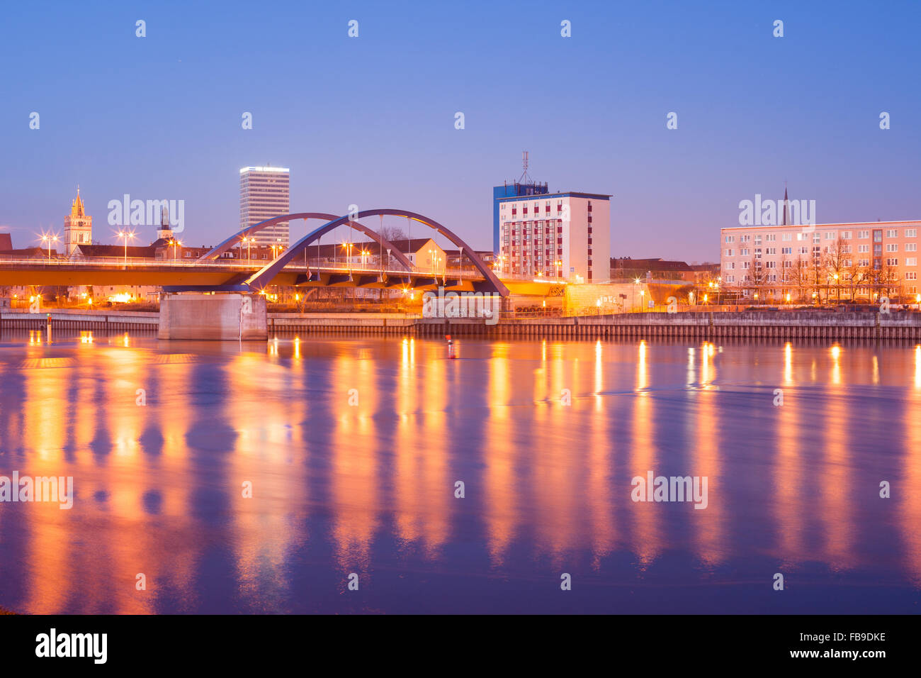 Frankfurt (Oder) waterfront with Oderbruecke and Oderturm Stock Photo ...