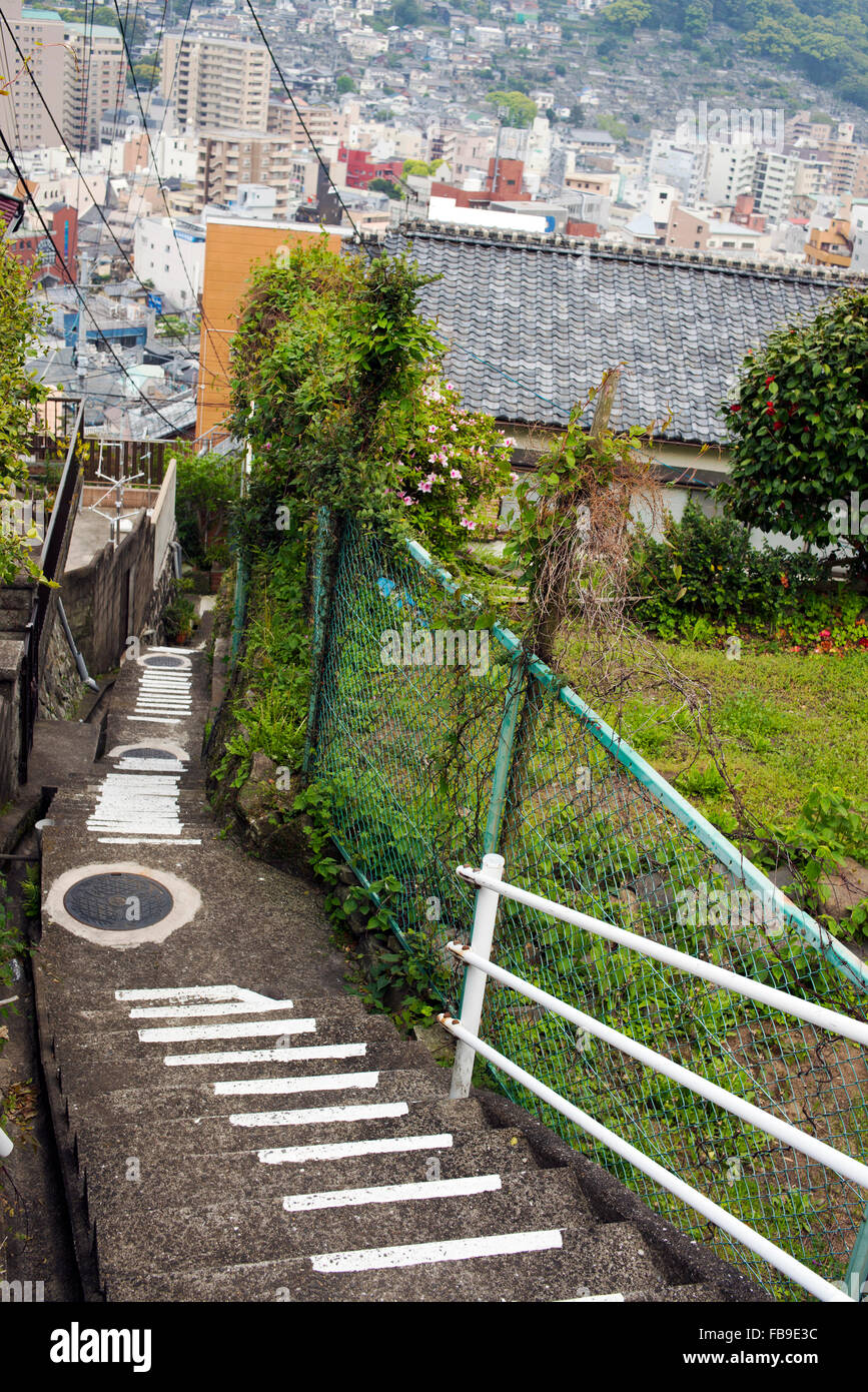 Steep mountain path in Nagasaki, Japan Stock Photo - Alamy