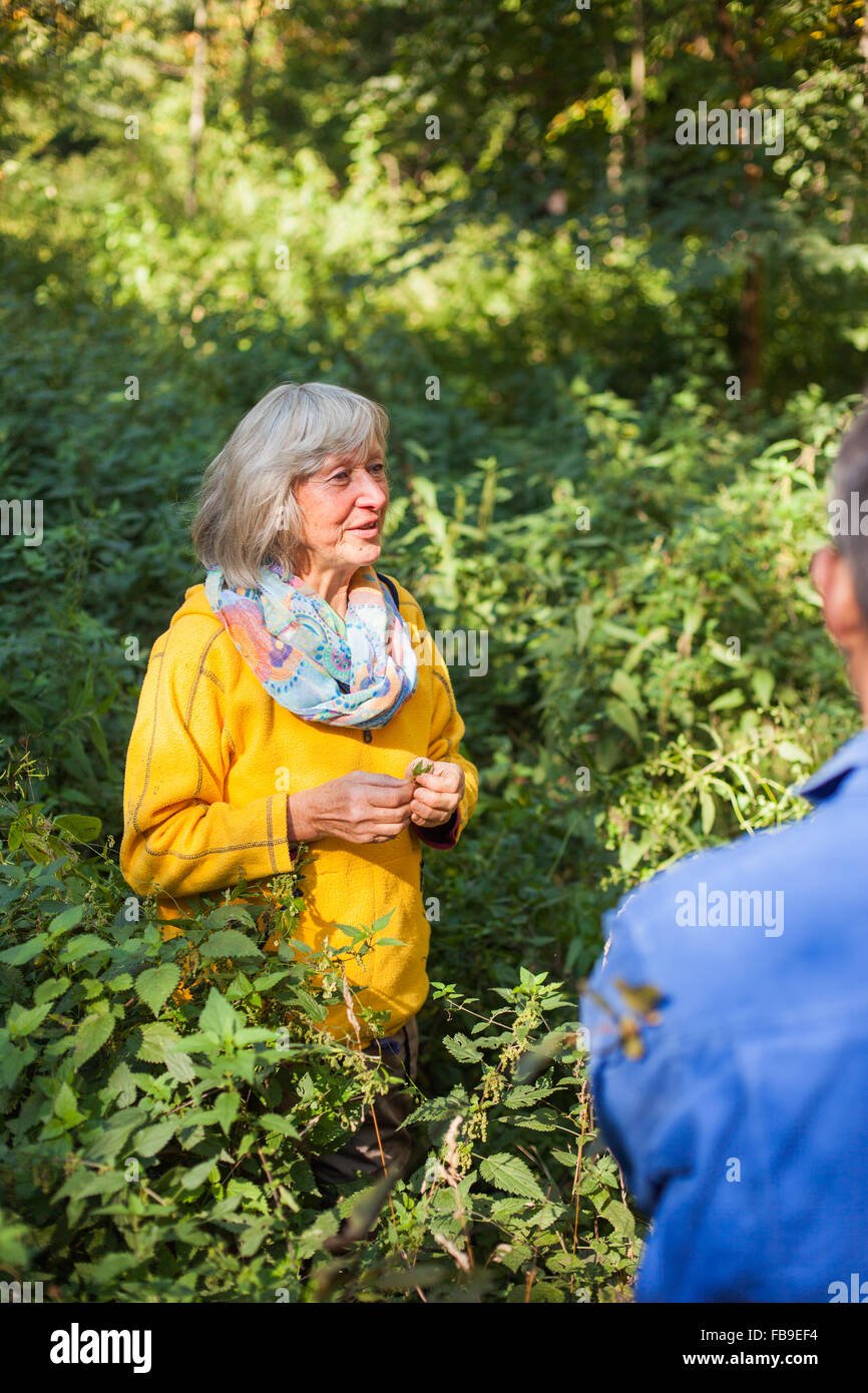 German edible wild herb expert Heidemarie Fritsche leads a herb walk through Schlossgarten ...