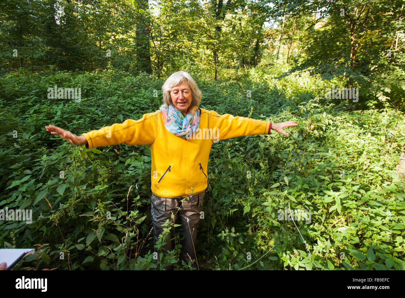 German edible wild herb expert Heidemarie Fritsche leads a herb walk through Schlossgarten ...